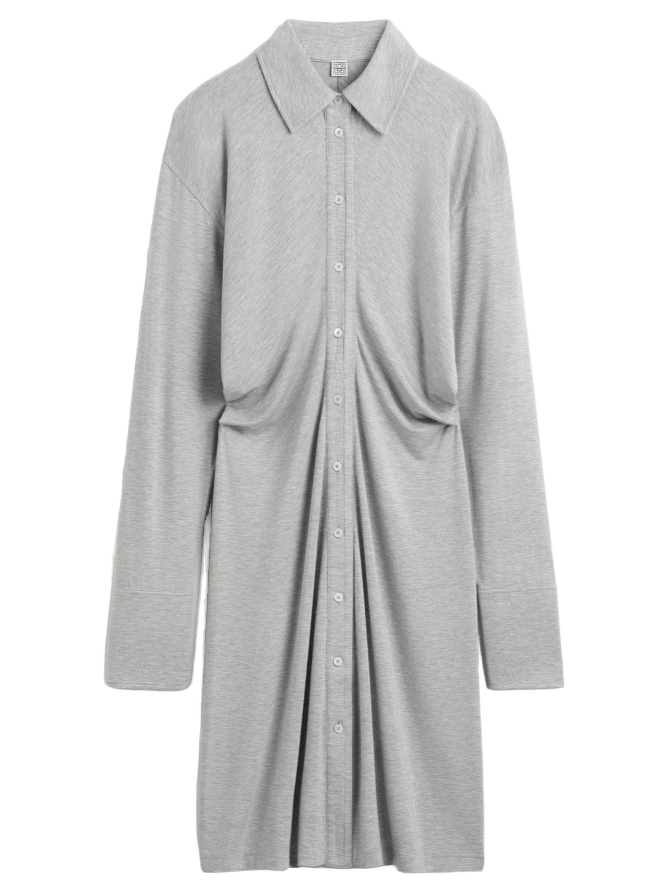 TOTÊME Toteme Ruched Mini Dress with Button Placket and Cuffs